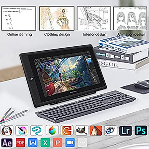 GAOMON PD156PRO 15.6 Inch Pen Display 125% sRGB Full-Laminated Drawing Tablet with Screen with 10 Express Keys Professional Graphic Drawing Monitor with Gifted Adjustable Stand Black