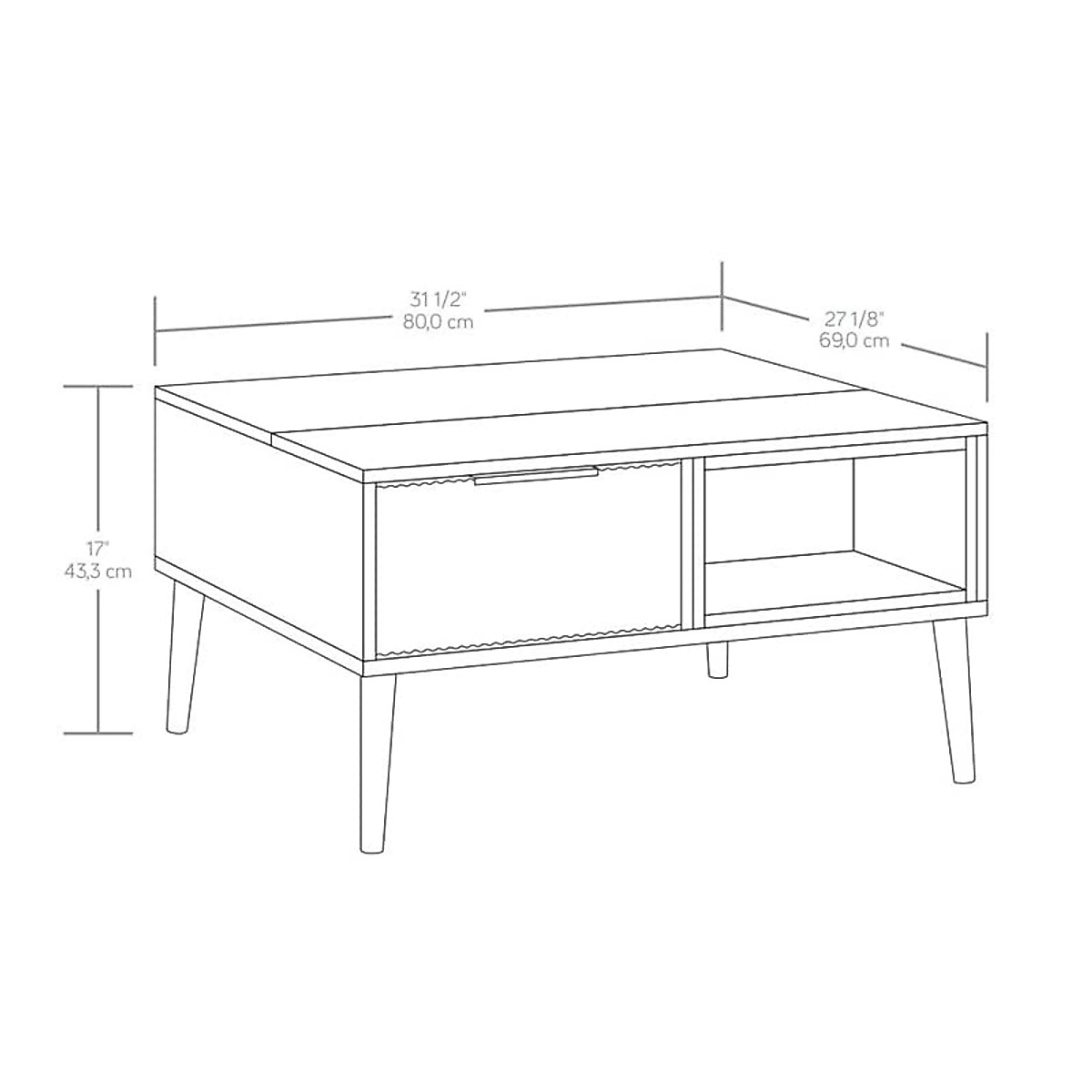 Sauder Ambleside Engineered Wood/Metal Lift-Top Coffee Table in Serene Walnut