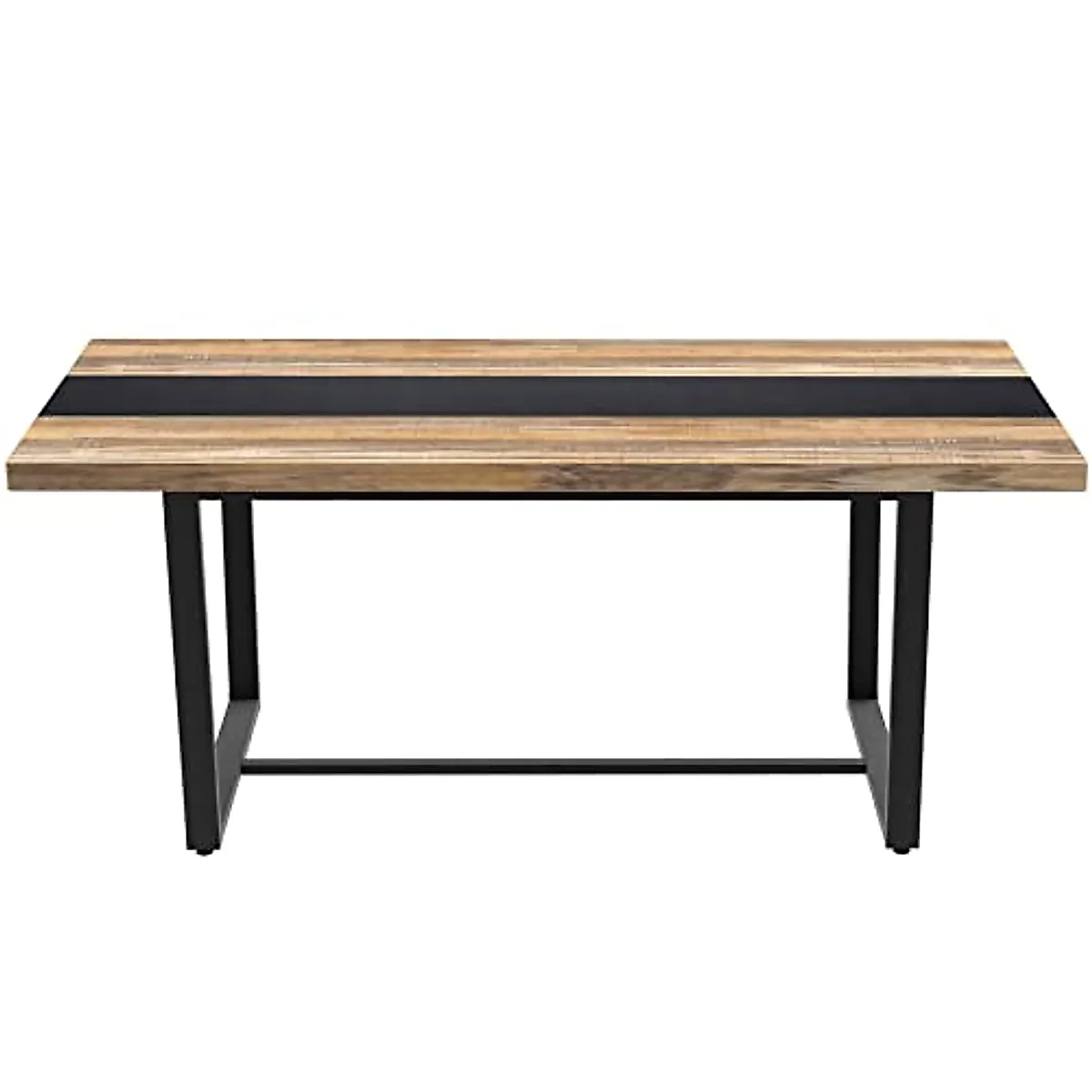 STHOUYN 71" 6ft Large Dinner Table for 6 8 Seat Dining Room Table, Rectangular Farmhouse Modern Kitchen Long Black & Brown Industrial Conference (Brown)