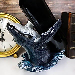 Ebros Deep Ocean Marine Leaping Baleen Humpback Whale Wine Bottle Holder Statue 8.5" Long Nautical Sea Coastal Boating Fish Themed Storage Caddy Figurine