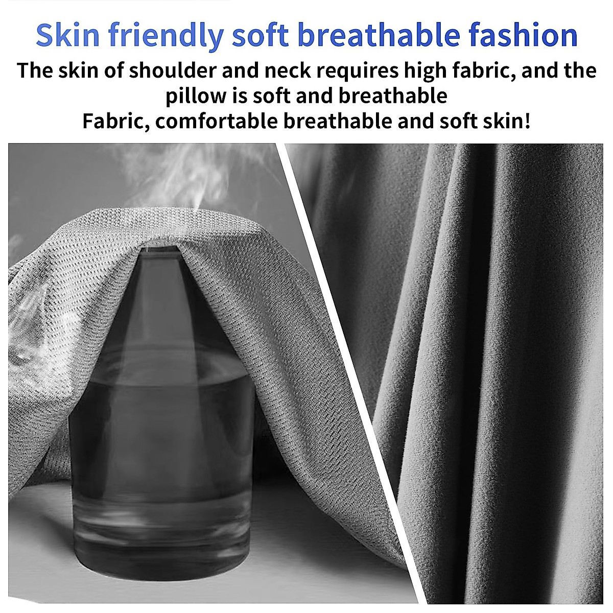 LIQUN Memory Foam Car Neck Pillow, Neck Support Pillow, Neck Support Pad Pain Relief, Adjustable Belt and Breathable Detachable, Suitable for Most Car Pillows Black