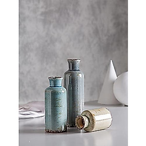 CwlwGO- Ceramic vase 3 Piece Set, Small Rustic Vase for Country Home Decor, Modern Farmhouse/Living Room /Tabletop Decor, Bookcase, Fireplace and Entrance Decorate