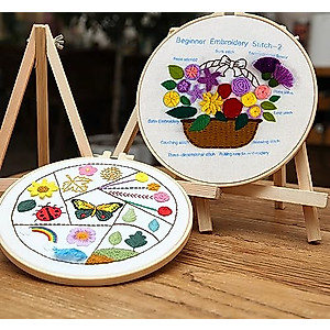 Yiizetony Embroidery Kit for Beginners Adults, 4 Set Embroidery Stitches Practice Kit, Hand Embroidery Kit for Beginner with Embroidery Patterns, Stitch and Learn to Embroidery Kits