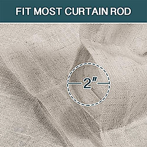 Natural Linen Curtains 108 Inches Extra Long Rod Pocket Semi Sheer Curtain Drapes Elegant Casual Linen Textured Window Draperies, Light Filtering Privacy Added Home Fashion 2 Panels, Angora