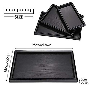 Solid Wood Serving Tray Rectangle Shape Handmade Multi Purpose for Tea Coffee Snack Food Fruit Water Tea Coffee Juice Breakfast Kitchen Decor 10 x 7.2 x 0.8 inch