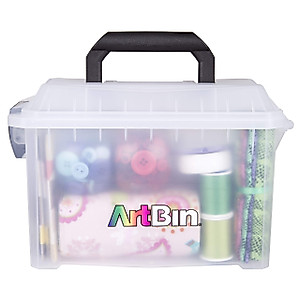 ArtBin 6815AG Mini Sidekick Carrying Case, Portable Art & Craft Organizer with Handle, [1] Plastic Storage Case, Clear