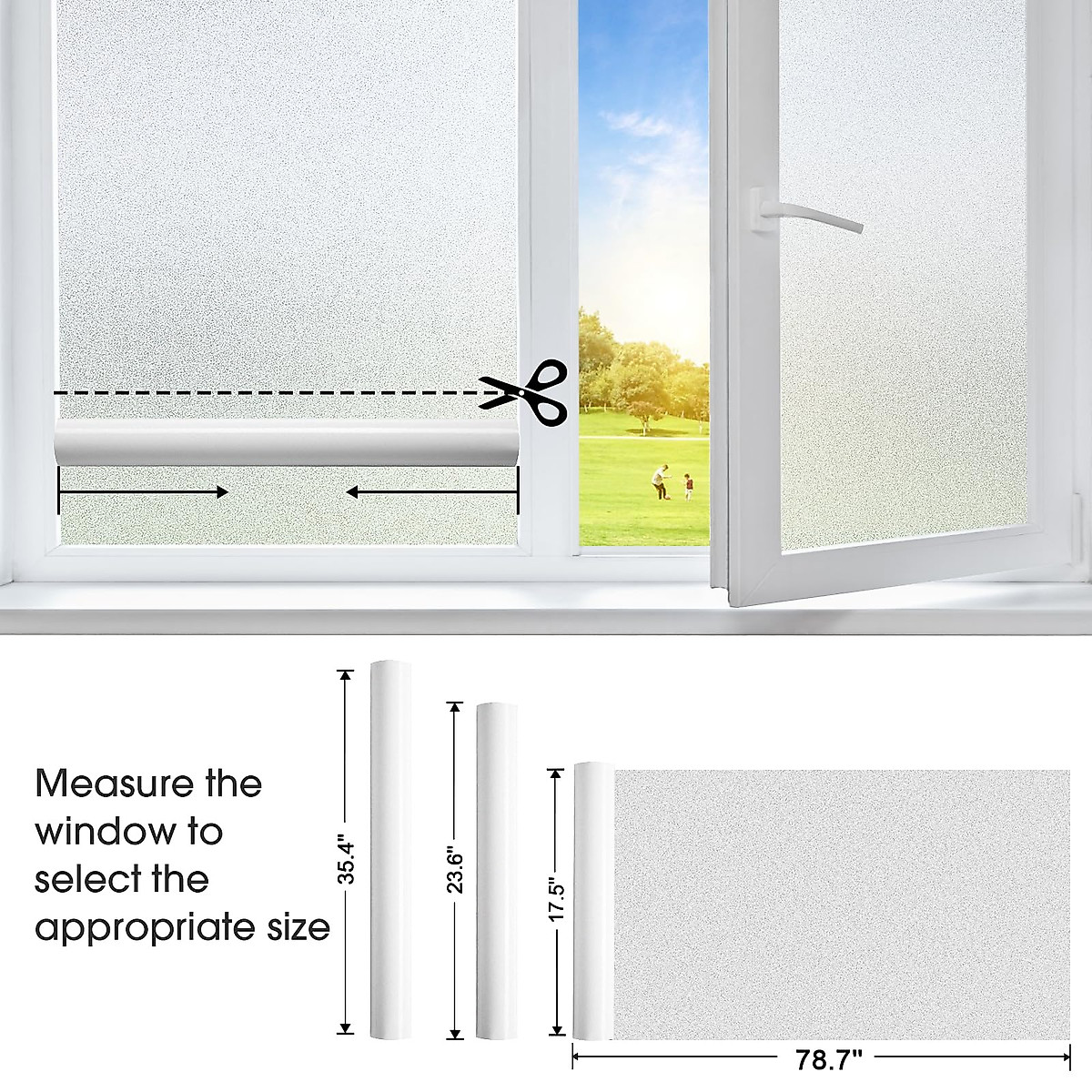 Window Film Frosted Glass Window Privacy Film No Glue Bathroom Window Privacy Film Static Cling Non-Adhesive Sun Blocking Heat Resistant Nighttime Privacy Covering Light Filtering