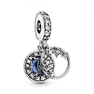 PANDORA Night Sky Crescent Moon & Stars Charm