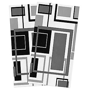 PIEPLE Gray Black Geometric Kitchen Towels - 2 Pack Microfiber Absorbent Dish Towels for Kitchen, Modern White Abstract Art Aesthetics Farmhouse Kitchen Hand Towels/Tea Towels/Bar Towels 18"x28"