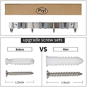 Piyl Broom Mop Holder Wall Mount Metal Tool Organizer Heavy Duty Holds Up to 30 lbs, Home Garage Garden Hooks Hanger Rack Storage 2packs
