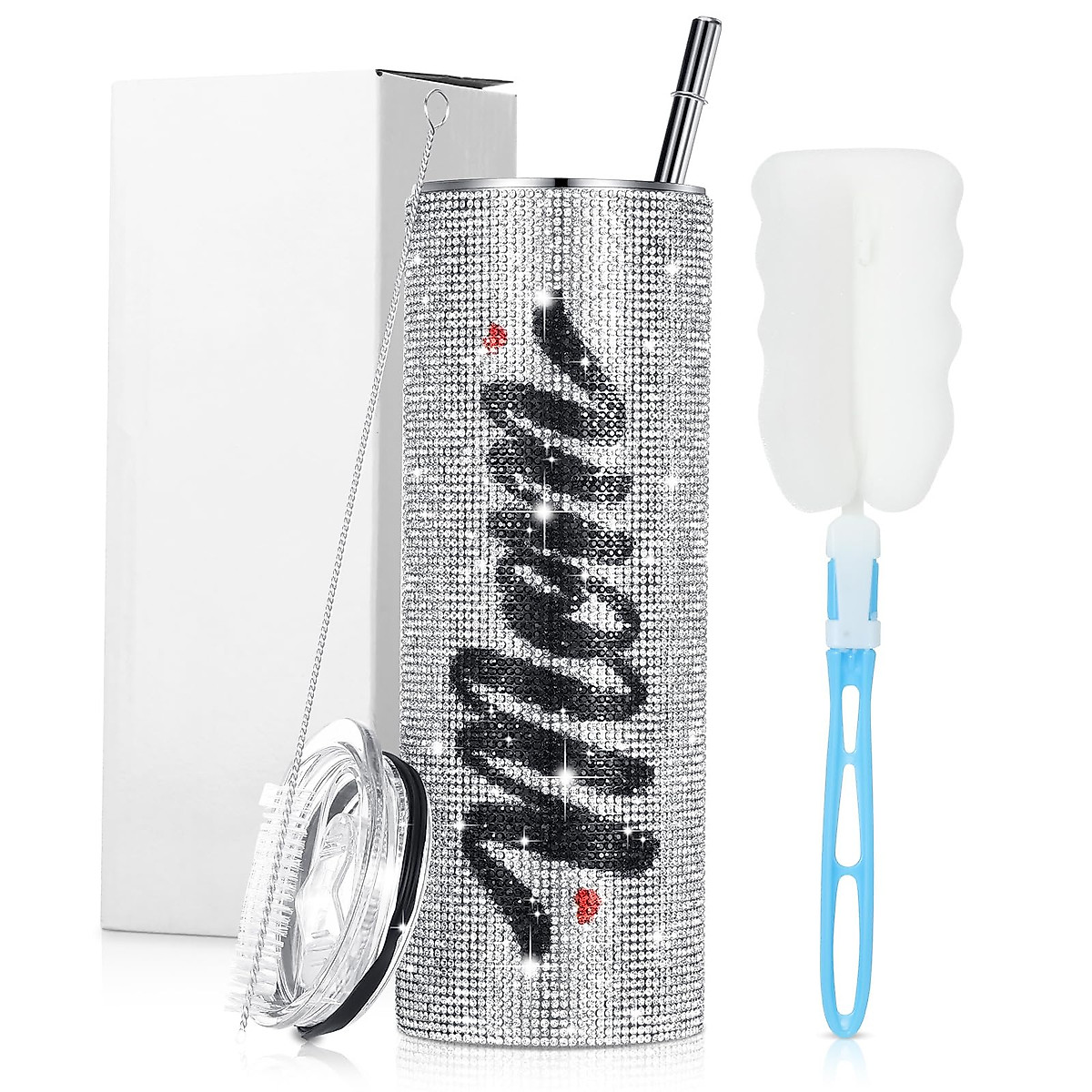 Karenhi Best Mom Ever Tumbler Gifts Appreciation Gifts for Mom Women, Mother's Day Birthday Christmas Gifts Bling Cup Diamond Tumbler 20 oz Stainless Steel Tumbler Cup with Lids Straw Brushes (Mom)