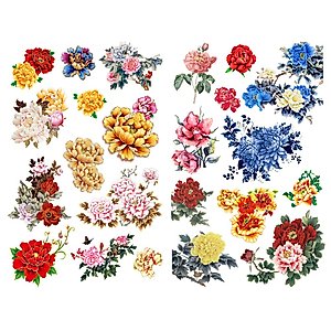 Seasonstorm Peony Flower Colorful Floral Aesthetic Diary Travel Journal Paper Stickers Scrapbooking Stationery (PK532)