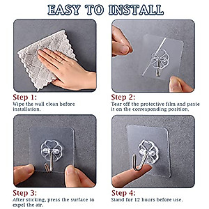 BIEOFFEI Wall Hooks - 12 Packs Adhesive Hooks Heavy Duty 33lb (Max), Reusable Bathroom Hooks, Waterproof and Oilproof Seamless Strong Hooks for Kitchen Bathroom Home and Office