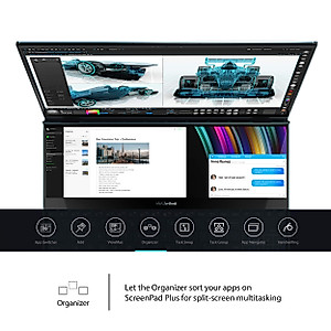 ASUS ZenBook Pro Duo UX581 15.6” 4K UHD NanoEdge Bezel Touch, Intel Core i9-9980HK, 32GB RAM, 1TB PCIe SSD, GeForce RTX 2060, Innovative ScreenPad Plus, Windows 10 Pro - UX581GV-XB94T, Celestial Blue