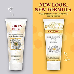 Face Wash,Burt's Bees Deep Facial Cleansing Cream, All Natural Cleanser with Chamomile, 6 Ounce (Pack of 3) (Packaging May Vary)