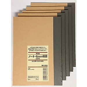 MUJI Notebook A6 6mm Ruled 30sheets - Pack of 5books