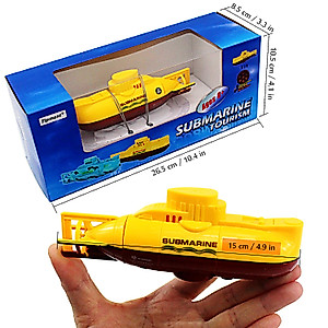 Tipmant Mini RC Submarine Toy Remote Control Boat Underwater Electric Diving Water Fish Tank Kids Birthday Gift (Yellow)