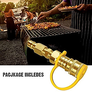 Xastro 3/8 Inch Natural Gas Quick Connect Fittings LP Gas Propane Hose Quick Disconnect Kit Propane Gas Grill Quick Connector Adapter Fitting with 3/8” Male Pipe NPT Thread x 3/8” Female Pipe Thread