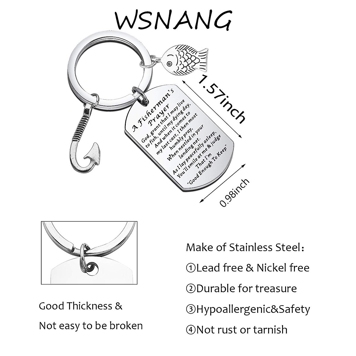 WSNANG Fisherman Anglers Gift A Fisherman's Prayer Keychain Fishing Lover Gift Fishing Lure Jewelry (Fisherman Prayer DT)