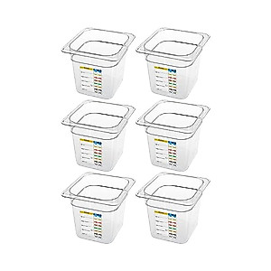Carlisle FoodService Products StorPlus Plastic 1/6 Food Pan with Integrated Label For Restaurants, 2.5 Quarts, Clear