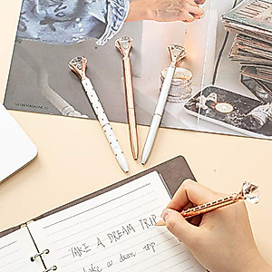 PASISIBICK 4 PCS Diamond Pens Bling Crystal Metal Ballpoint Pen Office Supplies, Rose Gold/Silver/White With Rose Polka Dots/Rose Gold With White Polka Dots, Includes 4 Pen Refills