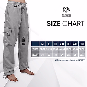 NE PEOPLE Men’s Cargo Pants – Lightweight Comfy Jogger Sweatpants Fleece Elastic Waistband Workout Casual Active Sports NEMP17 Red 4XL