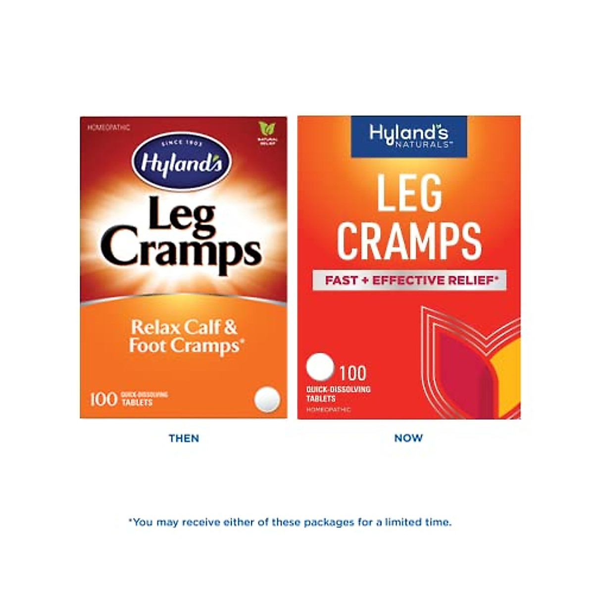 Hyland's Naturals Leg Cramp Tablets, Natural Relief of Calf, Leg and Foot Cramp, 100 Count