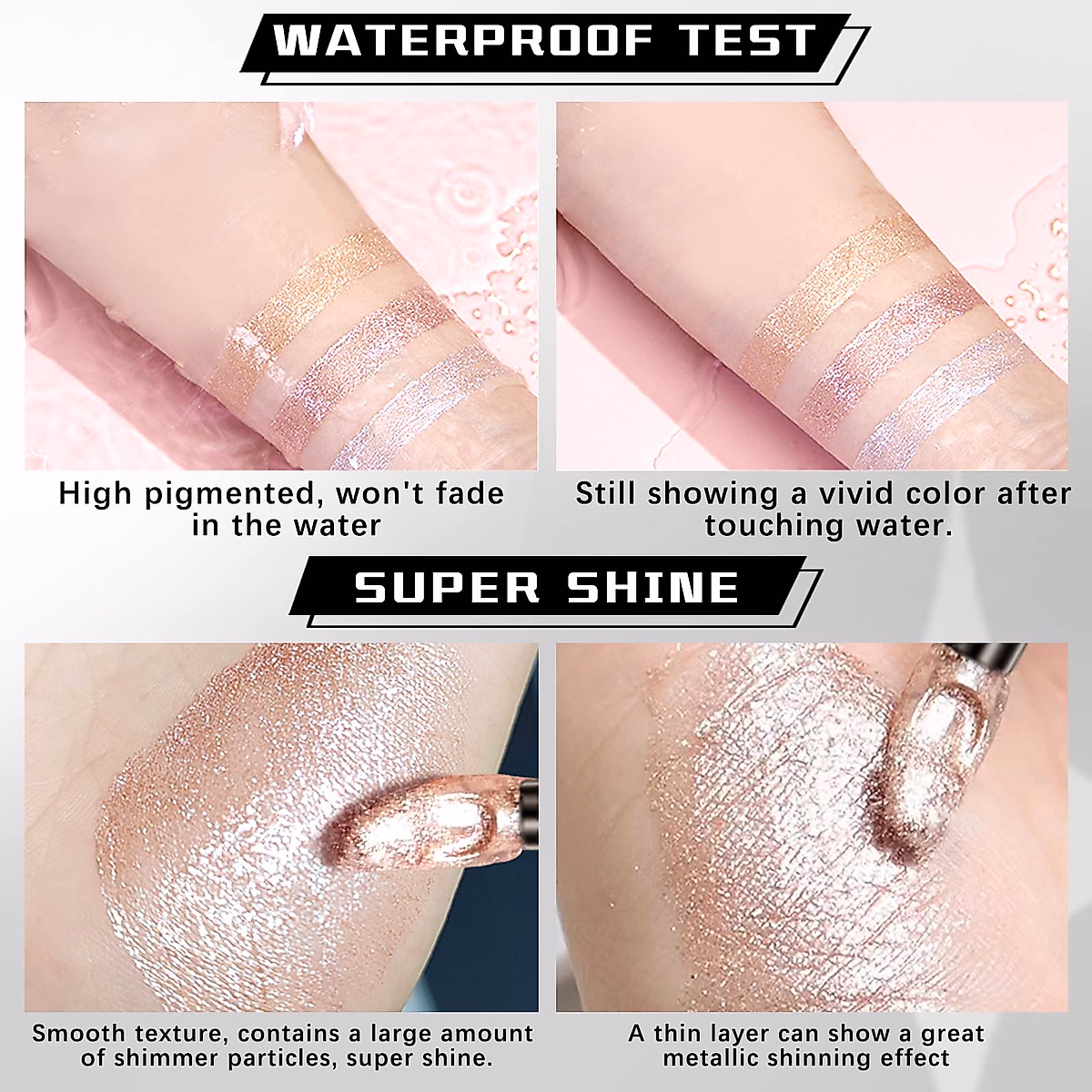 NewBang 3 Colors Metallic All Glitter Liquid Lipstick Set Chameleon Lip Gloss Tint Stain Waterproof Diamond Shimmer Shinning Sparkly Face Eye Glow Moisturizing High Glow Christmas Party Makeup Gift