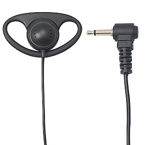 Earphmice Listen Only Earpiece 3.5mm 1 Pin Soft Rubber D Shape Clip-Ear Radio Earpiece Headset for Speaker Mic Compatible with Motorola Kenwood Baofeng Two Way Radios (Pack of 5)