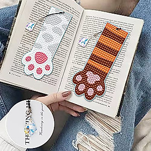pigpigboss Paw Bookmark Diamond Painting Set 6 PCS PVC Cute Animal Paw Diamond Painting Bookmark with Pendant Diamond Painting Bookmark for Adult Book Decor Gift
