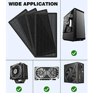MoKo 140 x 280mm PC Case Magnetic Dust Mesh Filter, 0.5mm PVC Mesh Hole Computer Cooler Fan Dust Filter, Magnetic Frame Dustproof Mesh Filter Cover Fan Filter Grills for Computer PC Case - 4PCS