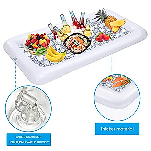 Jxzdle 4 Pack Inflatable Ice Serving Bar Pool Party Buffet Drink Cooler Floating Ice Tray Food Drink Containers for Summer Parties with Inflatorce