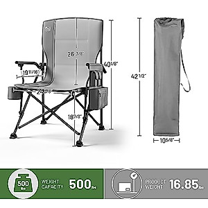 TIMBER RIDGE Oversized Folding Camping Chair High Back Heavy Duty for Adults Support up to 500lbs with Cup Holder, Side Pocket