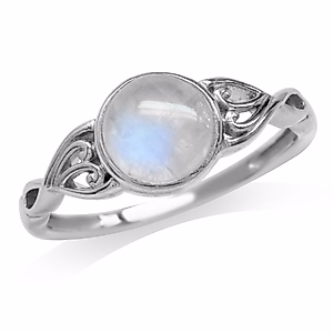 Silvershake 7mm Natural Moonstone 925 Sterling Silver Victorian Style Solitaire Ring Size 9