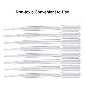 stonylab Pipette Droppers 3 ml, Graduated Plastic Transfer Pipettes for Essential Oils, Clear and Dis (3ml, 100 Packs)
