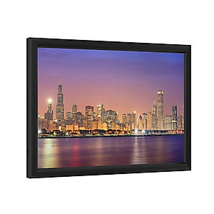 Trademark Fine Art Mike Jones Photo 'Chicago Dusk full skyline' - Backlit LED Lightbox with Metal Frame - Ready to Hang with Anti-Glare Acrylic Cover