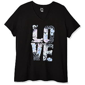 JUST MY SIZE womens Just My Size Women's Plus-size Graphic Short Sleeve V-neck T-shirt T Shirt, Big Love, 3X US