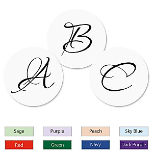 Current Personalized Brush Initial Envelope Seals- Set of 144, 1-1/2 Inch Round Stationery Stickers, Self-Stick, Choose Red, Green, Black or Purple Monogram
