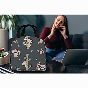 Zoczos Cute Koala Lunch Box Adorable Koalas Birds Climbing Trees Branches Floral Adult Lunch Box for Women Mens