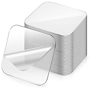50 Pieces Double Sided Pads Adhesive Tape Clear Sticky Gel Pads Washable Traceless Gel Mounting Pads Removable Adhesive Double Sided Pad for DIY Office Cushion Gripping, 2.4 x 2.4 Inches