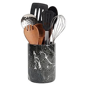 Radicaln Marble Utensil Holder Spoon Caddy Countertop Black Handmade Kitchen Utensils Set Organizer - 5 Inch Flatware Chopstick Canister Utensil Holders – Home Accessories (BZ-03)