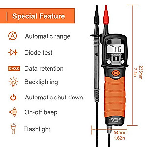 AOPUTTRIVER AP-38B Continuity Tester Digital Pen Multimeter, Voltmeter, 60M Ohm Resistance Tester with 2000 Counts for Measuring Voltmeter Resistance Diode Tester with Data Hold,Backlight…