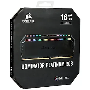 CORSAIR Dominator Platinum RGB 16GB (2x8GB) DDR4 3600 (PC4-28800) C18 1.35V AMD Optimized Memory- Black