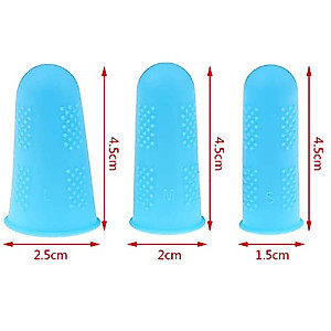 InfantLY Bright 3Pcs/Set Silicone Hot Glue Gun Finger Cover Caps, Protectors Silicon Gloves Rubber Tips Pads with Assorted Sizes for Knitting Sewing Adhesives Scrapbooking Craft Ironing