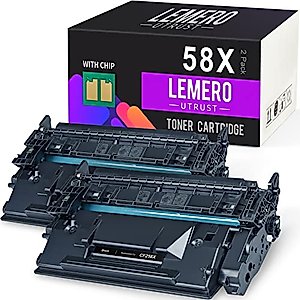 LEMERO UTRUST 58X CF258X Toner Cartridge with Chip Remanufactured Replacement for HP 58X CF258X 58A CF258A for HP Laser-Jet Pro MFP M428fdw M428fdn M428dw M404n M404dn M404dw (2 Pack) 58X Black Toner