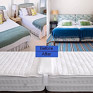 Bed Bridge Twin to King Converter Kit,Bed Gap Filler to Make Twin Beds Into a Larger Bed,Mattress Connector with Adjustable Connector Strap,Bed Gap Filler Pad for Guest Room and Travel 6.5" x 6.6'