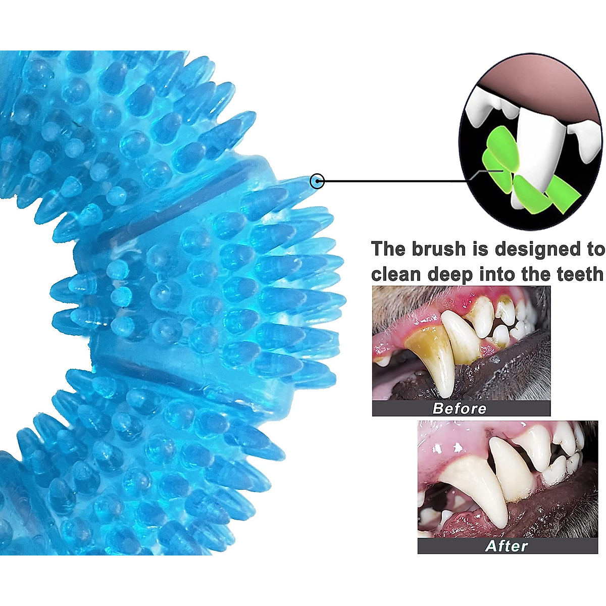 Cdycam Dog Teething Ring Dog Chew Toy, Squeaky Dog Toys for Aggressive Chewers Medium Large Dogs, Rubber Dog Teething Toys