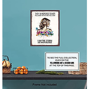 Boho-chic Positive Wall Art - Encouraging Wall Decor - They Whispered to Her You Cannot Withstand The Storm - Daughter Gift - Motivation Inspiration Saying Quotes - Bedroom Wall Art for Women UNFRAMED