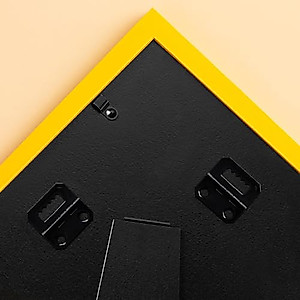 eletecpro 11x14 Picture Frame Made of Solid Wood and HD Glass Colourful Frame Display 8x10 Photo with Mat or 11x14 without Mat Home Decor for Wall and Tabletop Yellow 1 Pack