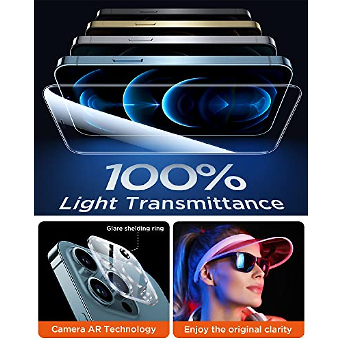 DIMONCOAT [4+2]Pack [Auto Alignment Kit] Screen Protector Compatible iPhone 12 Pro Max 6.7'' with Camera Lens Protector 10X Military Protection 12 Pro Max Diamonds Hard Tempered Glass Film Bubble Free